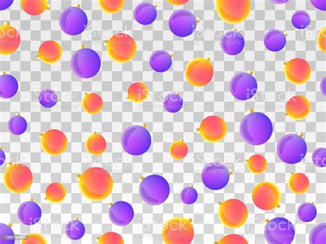 투명 한 배경에 크리스마스 공 매끄러운 패턴 인사말 카드 포장지 및 배너를위한 크리스마스 장식 Xmas 인사말 카드 디자인 템플릿 벡터 일러스트레이션 겨울에 대한 스톡 벡터