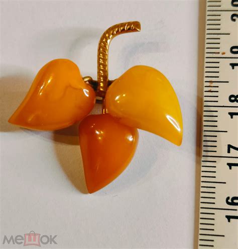 Янтарная брошь! Редкая! Янтарь пейзажный! Калининградский комбинат ...