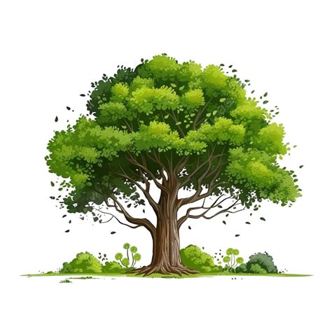 Single Tree One Fertile Tree With Grass Tall Tree Forest Element