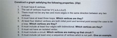 Solved Construct A Graph Satisfying The Following Solved Construct A Graph Satisfying The Following
