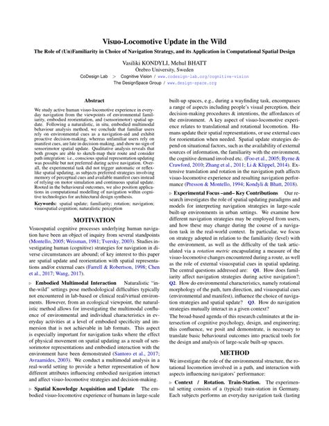 Pdf Visuo Locomotive Update In The Wild The Role Of Unfamiliarity In Choice Of Navigation