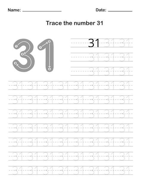 Premium Vector Trace The Number 31