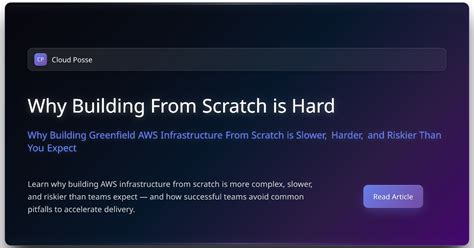 Why Building Greenfield Aws Infrastructure From Scratch Is Slower