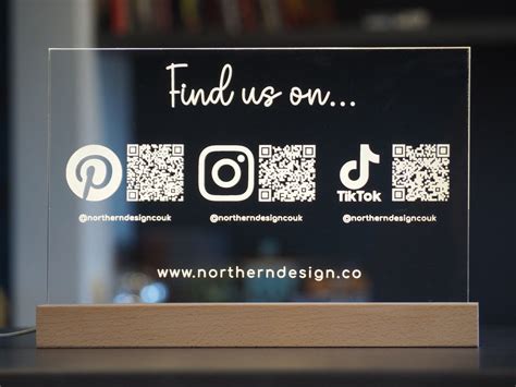 Illuminated Qr Code Business Sign Social Media Sign Salon Counter