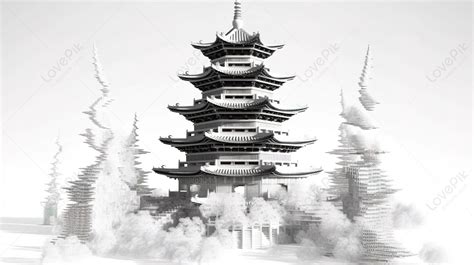 흑백 탑 배경은 3d 컴퓨터 생성 프랙탈 디자인을 향상시킵니다 3d 배경 생성 배경 추상 그림 배경 이미지 Hd 3d