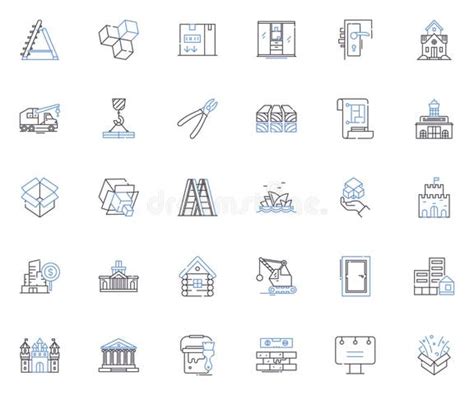 Assembly Line Icons Collection Collaboration Construction Fabrication Integration