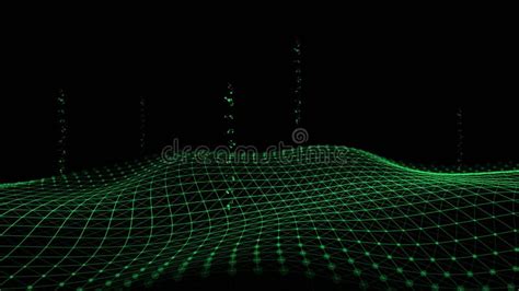 Abstract Technology Wave Of Particles Big Data Visualization Background With Fly Out Dots