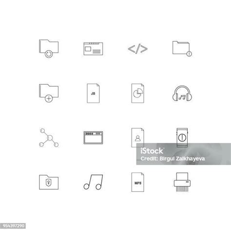 파일 및 폴더 기호 선형 얇은 아이콘을 설정 합니다 간단한 벡터 아이콘 설명 0명에 대한 스톡 벡터 아트 및 기타 이미지 0명 디자인 벡터 Istock