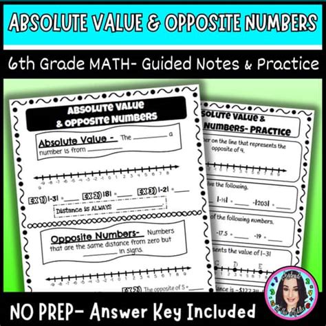 Absolute Value And Opposite Numbers Interactive And Guided Notes Practice