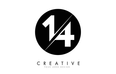 14 1 4 Number Logo Design With A Creative Cut And Black Circle