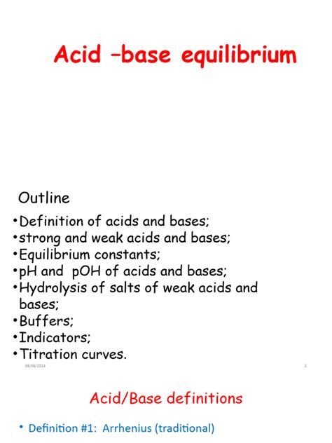 Lecture 8a Acid Base Equilibrium 2019 Pdf Acid Materials