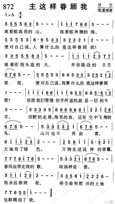 872主这样眷顾我 1050歌谱 阿们歌谱网