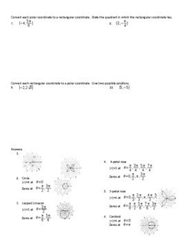 Polar Graphs Review Packet With Answers TPT Polar Graphs Review Packet With Answers TPT