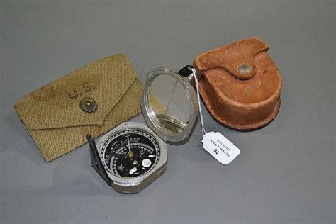 Wwii Us Military Compass And Leather Case With Belt Pouch Uniforms
