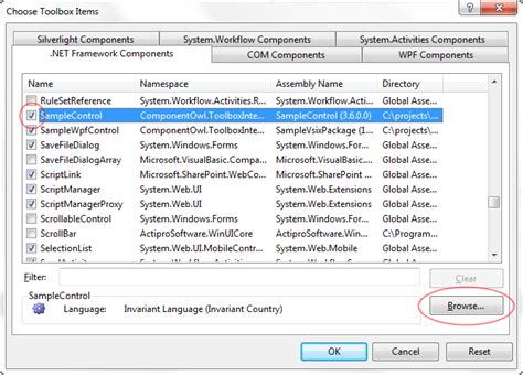 Visual Studio Toolbox Control Integration Visual Studio