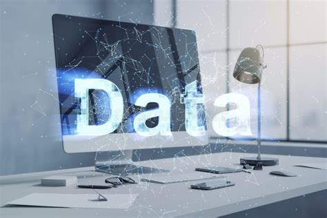 Digital Data Visualization On Modern Workspace Background Stock Image