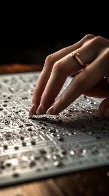 Premium AI Image Visually Impaired Readers Hands Explore Braille Book