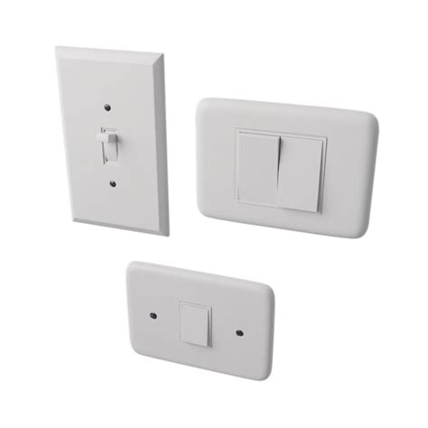 Three Light Switch Models White Poliigon