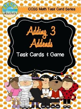 October Themed Adding 3 Addends Task Cards Game By Beach Teacher