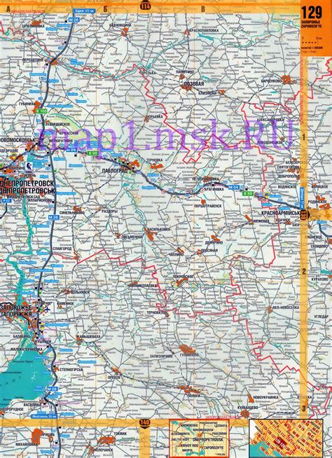 Карта Днепропетровской области Карта автодорог Днепропетровской области Украины B0