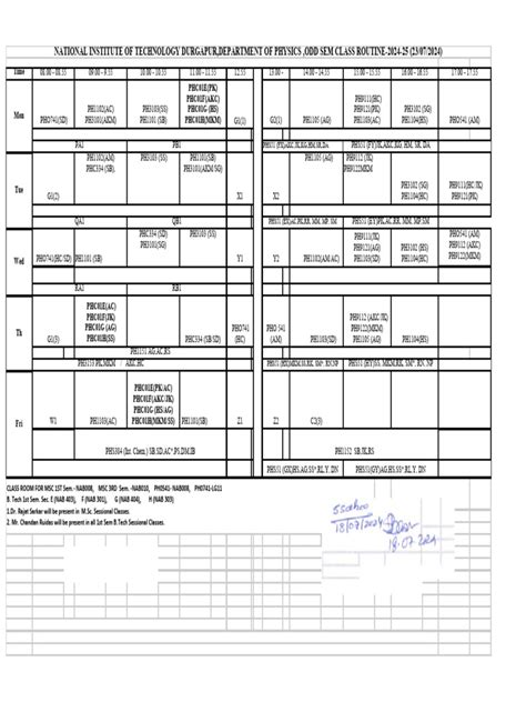Class Routine 18 07 2024 Teachers Pdf