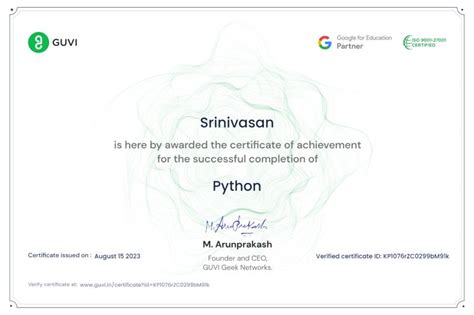 Srinivasan T On Linkedin Pythonprogramming Guvi Iitmadras Iima Codingjourney…