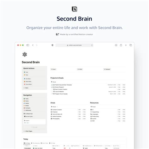 Second Brain Notion Template