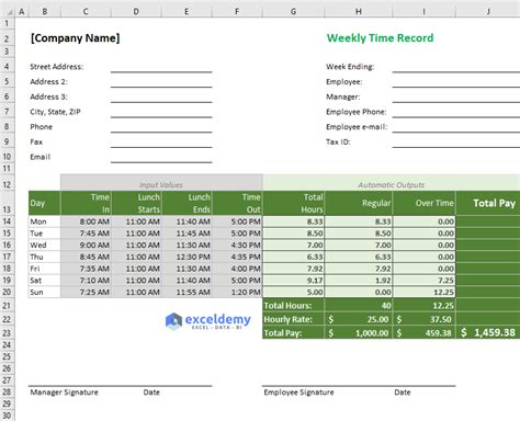 Overtime Sheet In Excel With Formula