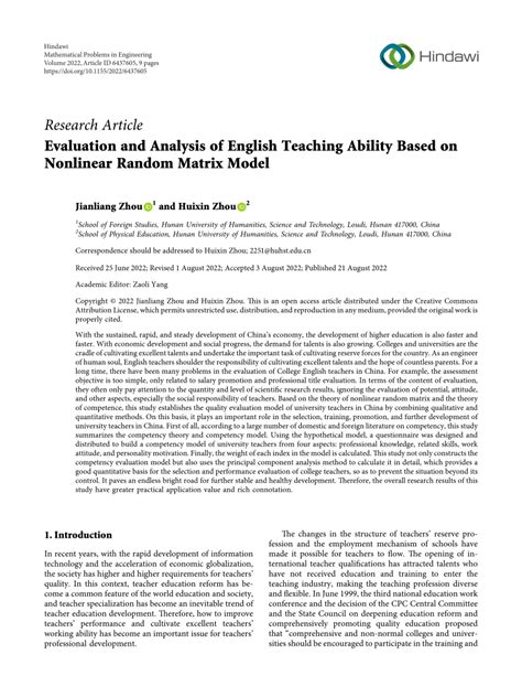 Pdf Evaluation And Analysis Of English Teaching Ability Based On