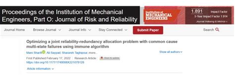 It Is My Pleasure To Announce That Our Paper Titled Optimizing A Joint Reliability Redundancy