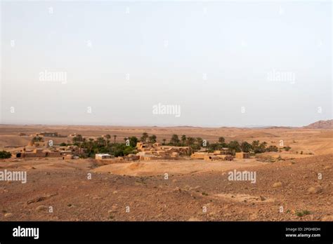 Oasis Village In Dasht E Kavir Desert Isfahan Province Iran Stock