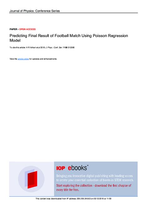 pdf predicting final result of football match using poisson