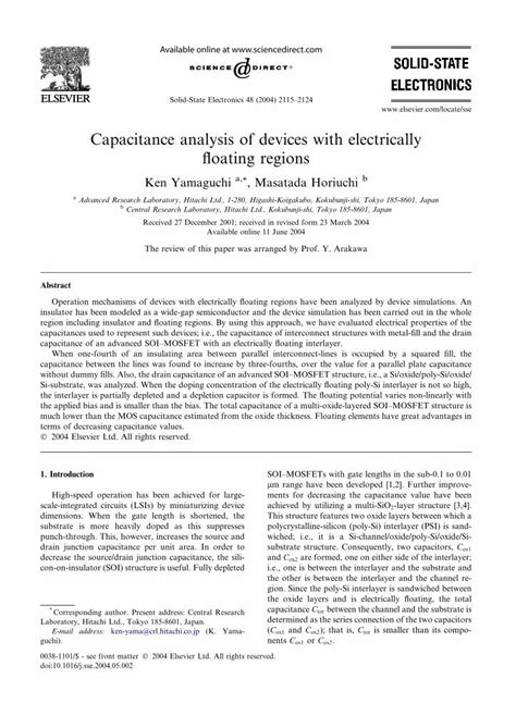 Pdf Capacitance Analysis Of Devices With Electrically Floating