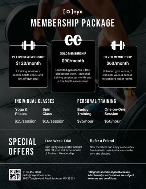 Gym Price List Template Venngage
