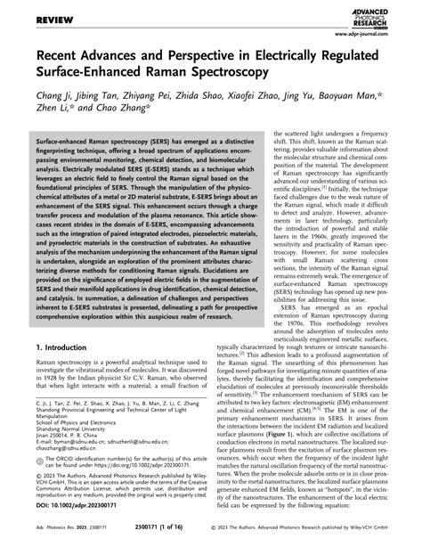Pdf Recent Advances And Perspective In Electrically Regulated Surface‐enhanced Raman Spectroscopy