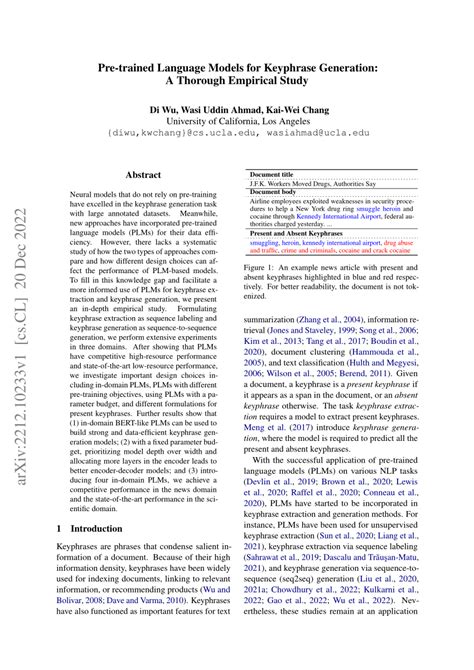 Pdf Pre Trained Language Models For Keyphrase Generation A Thorough