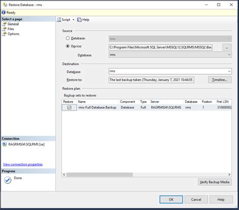 Help Troubleshooting Disaster Recovery Restore With Backup Database