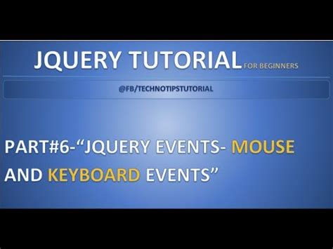 Part Jquery Events Mouse Keyboard Events Click Dblclick Mousedown Mouseup Methods