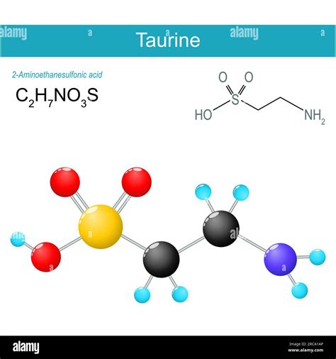Taurine Molecule Molecular Chemical Structural Formula And Model Of Non Proteinogenic Amino