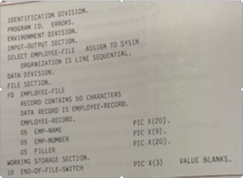 Solved A Identify The Syntactical Errors In The Cobol