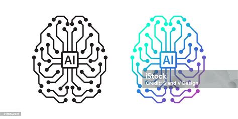 인공 지능 뇌 회로 기판 아이콘입니다 인공 지능의 개념 디지털 전자 로봇 두뇌 응용 프로그램 및 웹을 위한 Icon 요소입니다