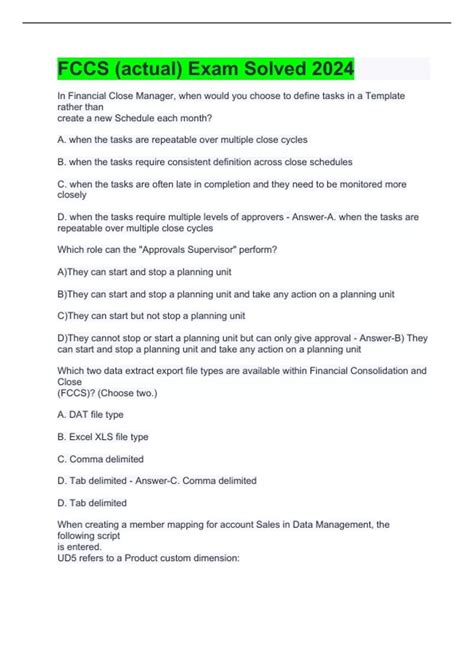 FCCS Actual Exam Solved FCCS Stuvia US