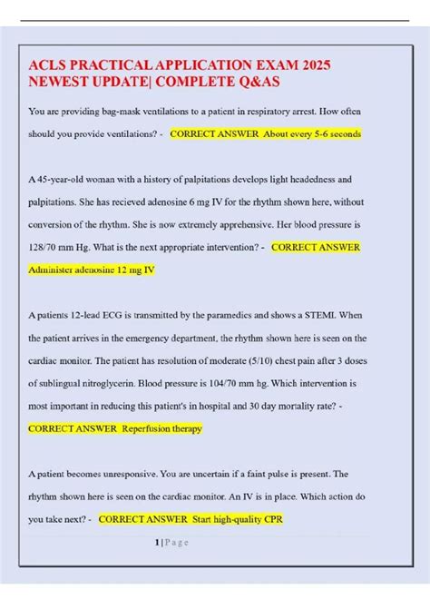 Acls Practical Application Exam 2025 Newest Update Complete Qandas Acls Ex M Stuvia Us