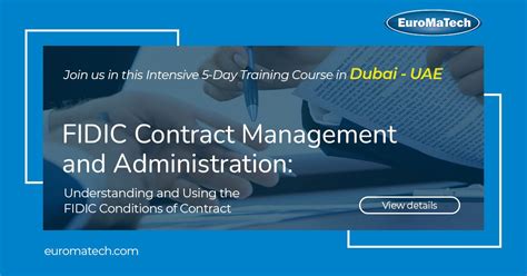Fidic Contract Management And Administration Training Course Euromatech Training And Management