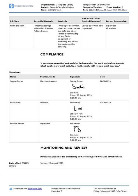 Power Tools Safe Work Method Statement Free Editable Swms