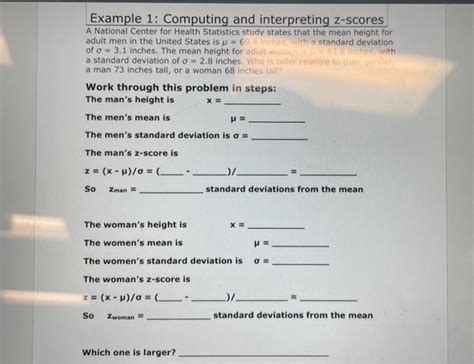 Solved Example 1 Computing And Interpreting Z Scores A