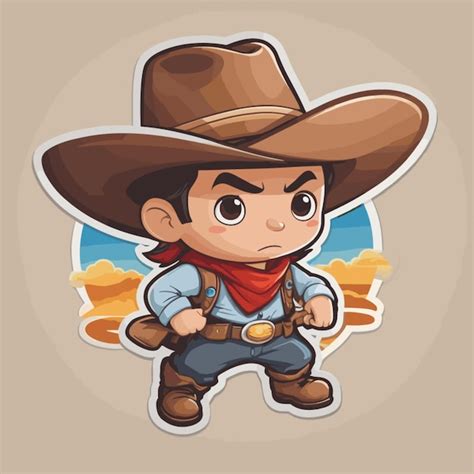 카우보이 만화 터 프리미엄 벡터