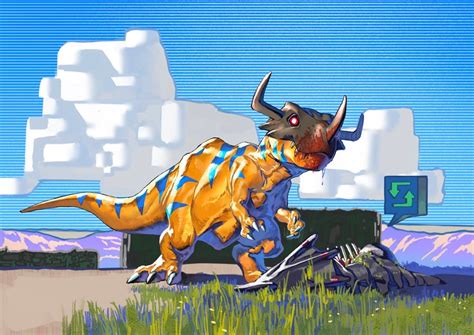 Greymon Digimon Drawn By Blymead Danbooru