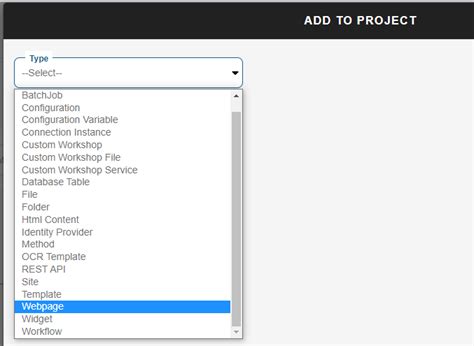To Create A Webpage Select Webpage And Fill Out The Name And Description In The Next Form To