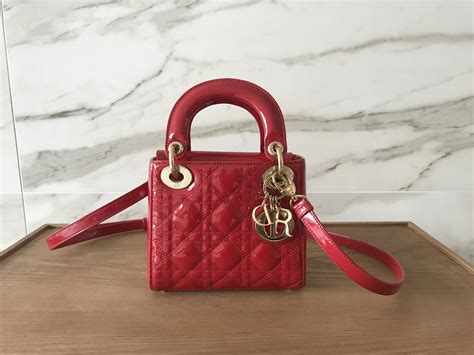 마이쇼룸 중고 레이디디올 레드 페이던트 까나쥬 레이디 디올백 스몰 3way